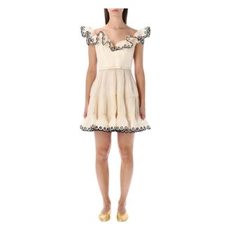 Zimmermann Femme, Robes, Blanc, Taille: 40 FR Mini-robe Brod&eacute; &agrave; Volants