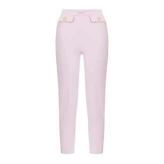 Elisabetta Franchi Hose aus Cr&ecirc;pe-Gewebe mit Paspelierung und Schmuckzaum - - Trousers - Damen - Rosa - L