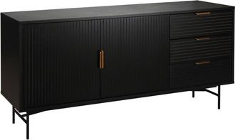 Oviala Oviala - Buffet 2 portes et 3 tiroirs en mélaminé et acier 160 cm noir