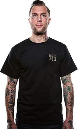Lucky 13 Dead Skull Homme T-Shirt Manches Courtes Noir L, 100% Coton, Regular/Coupe Standard