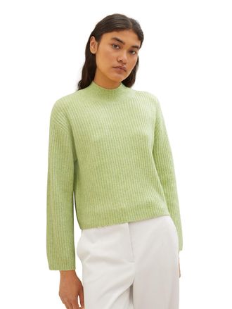 Tom Tailor Damen Basic Pullover mit Rippstruktur