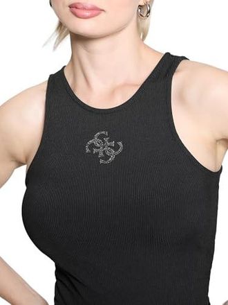 Guess Guess Haut Guendalina sans Manches &agrave; col Rond pour Femme, Noir Profond, Taille M