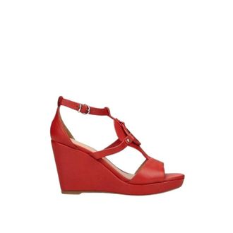 Emporio Armani Rote Leder Keilsandalen - - Shoes - Damen - Rot - 38 EU