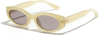 Generic Lunettes de soleil ovales rétro pour femmes lunettes de soleil étroites hommes UV400 accessoires dété, jaune, Taille unique