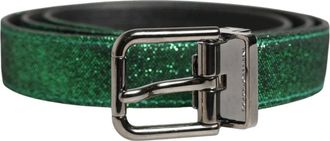 Dolce & Gabbana Homme, Accessoires, Vert, Taille: ONE Size Lurex Polyester Metal Buckle Belt