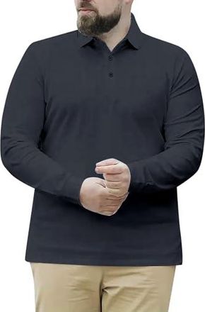 Generic Polo &agrave; manches longues pour homme - Basique - Avec boutonni&egrave;re - Confortable - Respirant - Pour la mi-saison - Pour le quotidien, gris fonc&eacute;, XXL