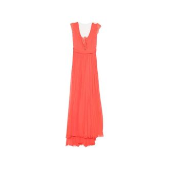 Rhea Costa Langes Korallen-Seidenkleid mit Applikation - - Dresses - Damen - Orange - L