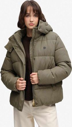 Superdry Premium Kapuzen-Steppjacke mit Karomuster in Braun Heritage Check
