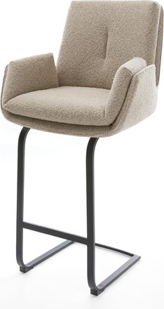DELIFE Barstuhl Clea-Flex Boucl&eacute; Schlamm Freischwinger Flach Metall Schwarz, Barst&uuml;hle