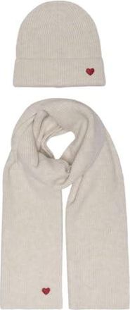 Only Echarpe &eacute;crue unie en coffret cadeau avec un bonnet &agrave; revers et un coeur brod&eacute; - Taille TU