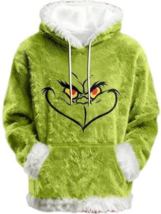 Generic Le Grinch Sweat A Capuche Femme Noel Pulls Vetement Pilou No&euml;l Plaid 2025 Oversize Costume Adulte De Hiver The Sweatshirts Sweet Pyjama Moche V&ecirc;tement