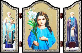 NKlaus 1418 Triletstvujushhaja GottesMutter christliche Ikone Triletstvujushhaja Reis