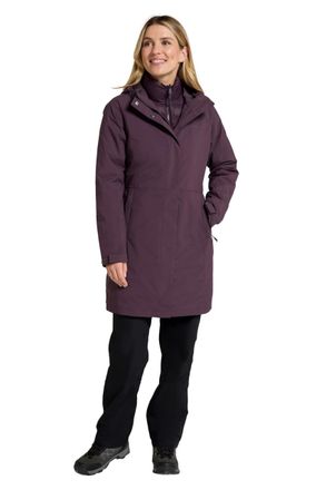 Mountain Warehouse Alaskan 3-in-1 Damen Winter Mantel - Lange, wasserdichte Winterjacke, Warme Steppjacke Innenjacke mit Reißverschluss & Kapuze Dunkel Lila Damengröße E