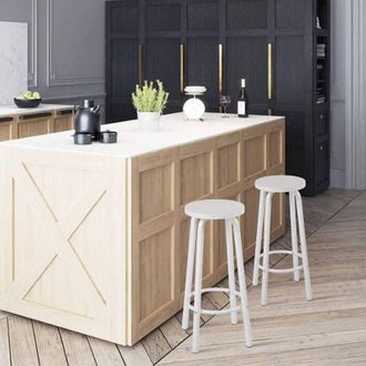 Woltu 4er set Barhocker Barstuhl Bistrohocker Tresenhocker runde Sitzfl&auml;che aus mdf Gestell aus Metall Wei&szlig; - Woltu