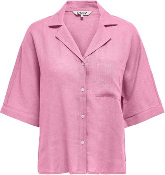 Only Damen Onltokyo Life Ss Linen Bl Shirt PNT Noos, Prism Pink, X-Large