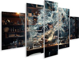 Islandburner Bild auf Leinwand Handwerker umgeben von magischen Funken Bilder Wandbilder Poster