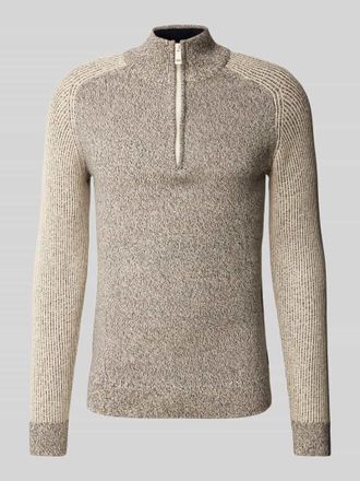 Tom Tailor Regular Fit Troyer aus reiner Baumwolle mit Rippstrick-&Auml;rmeln