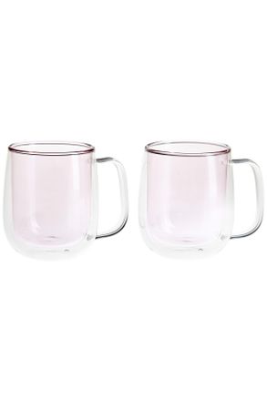 Novel Kaffeegl&auml;serset, Rosa, Glas, 2-teilig, 310 ml, Lfgb, Kaffee & Tee, Tassen, Latte Macchiato Gl&auml;ser