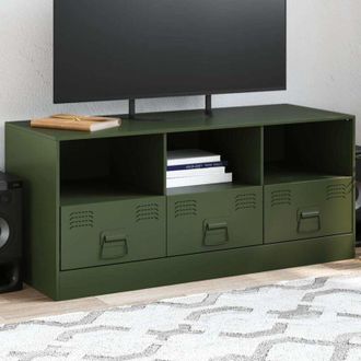 vidaXL Vidaxl - Meuble tv vert olive 99x39x44 cm acier
