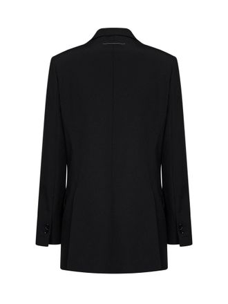 Maison Margiela Womens Blazer Double-Breasted Black Wool-Blend Polyester Jacket