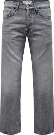 Only & Sons Herren Jeans ONSEDGE Straight Mid Waist - Regular Fit - Grau, Gr&ouml;&szlig;e:34W / 34L, Farbe:22028202 Medium Grey Denim