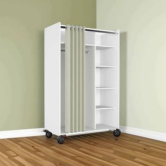 Dmora Schrankeinsatz mit Rollen, Farbe: Weiß, 99,7 x 160 x 48,25 cm