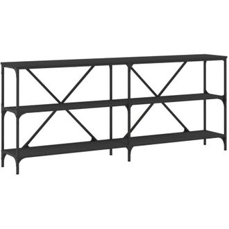 Les Tendances Table console noir 180x30x75 bois ding&eacute;nierie et fer