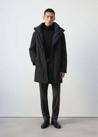 Mango PARKA M&Eacute;LANGE COTON D&Eacute;PERLANT noir - Homme - XXL - MANGO MAN