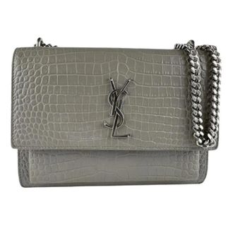 Saint Laurent Pre-owned Sac bandouli&egrave;re vintage en cuir emboss&eacute; - Femme - Pre-owned - Gris - Taille: ONE Size
