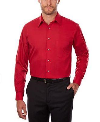 Van Heusen Dress Shirt Regular Fit Poplin Solid Chemise, Flamme, 41.91 cm col/91.44/93.98 cm Manche (L) Homme