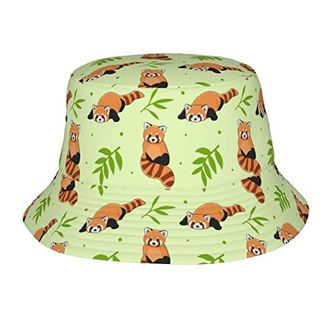 Generic Anti-UV Chapeau de Soleil Feuilles de Panda Roux Pecheur Chapeaux Imprimé Bobs Homme pour Femmes Plage Été