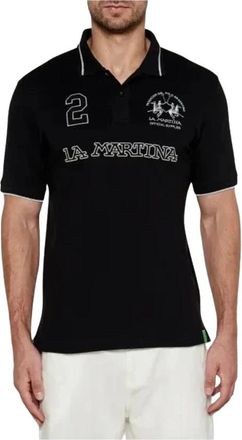 La Martina Homme, Tops, Noir, Taille: XL Piquet Stretch Polo - Short Sleeve