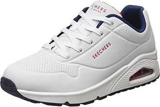Skechers Femme Uno Stand Air Fashion-sneakers, Blanc White Durabuck Navy Red Trim, 37.5 EU