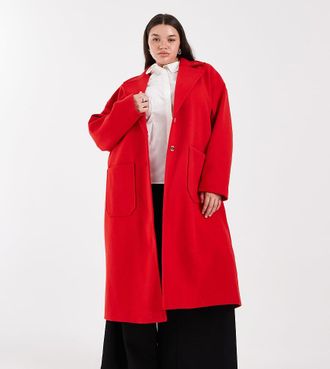 Pieces Pieces Curve - Manteau dad habillé coupe longue - Rouge