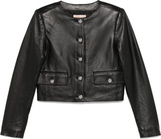 Michael Michael Kors Cropped-Jacke aus Leder - Schwarz