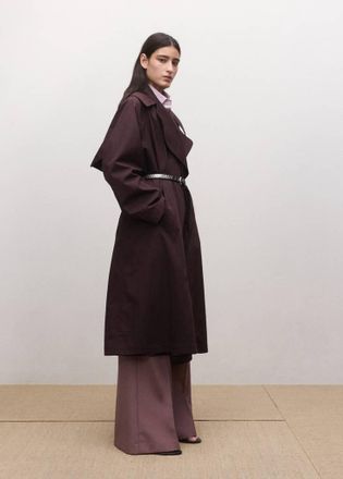 Mango Ceinture en cuir &agrave; clous chocolat - Femme - S - MANGO