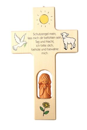 MaMeMi Unbekannt Neumeyer Kinderkreuz, Holz, Natur, 20 x 12 x 2,5 cm