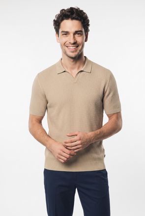 HUGO BOSS Kurzarmpullover BOSS H-Natalo, Herren, Gr. XL, beige (open beige286), Strick, Obermaterial: 100% Baumwolle, unifarben, regular fit normal, Rippb&uuml;ndche