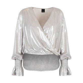 Pinko Pinko - Blouse col en V - Femme - Blouses et Chemises - Gris - Taille: 36 FR