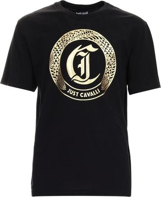 Just Cavalli Homme, Tops, Noir, Taille: L Snake Logo T-shirt