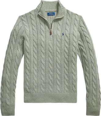 Polo Ralph Lauren pull torsadé à col zippé - Vert