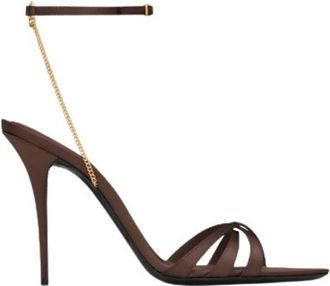 Saint Laurent Melody 115mm Satin Sandalen - - Shoes - Damen - Braun - 38 1/2 EU