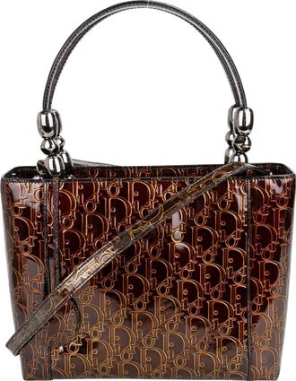 Dior Crossbody Bags - Christian Dior Patent Leather Oblique Monogram Mar - Gr. unisize - in Braun - f&uuml;r Damen