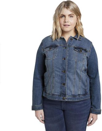 Tom Tailor Damen Plussize Jeansjacke im Washed-Look