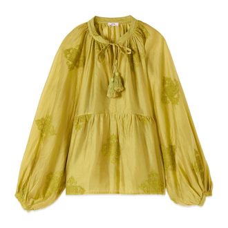 Oltre Lyocell-Blusenmischung mit Stickerei - - Blouses & Shirts - Damen - Gelb - L