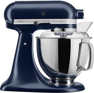 KitchenAid Robot Pâtissier - Artisan - Robot cuisine multifonctions à tête inclinable - Batteur avec 5 accessoires et 2 bols inox de 4,8 et 3 L - Bleu encre