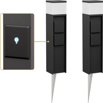 LEDs Com 2 Stück Pollerleuchte PODEL mit Erdspieß für außen, Smart Home, 39cm, schwarz, 2 Steckdosen, inkl. G9 Leuchtmittel, 501lm, warmweiß