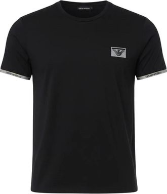 Emporio Armani Homme, Tops, Noir, Taille: XL T-shirt Regular Fit avec Piping Logoband