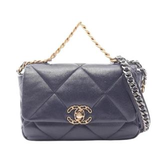 Chanel Pre-owned 19 Matelasse Lammfell 2-way Schultertasche - - Pre-owned - Damen - Blau - ONE SIZE