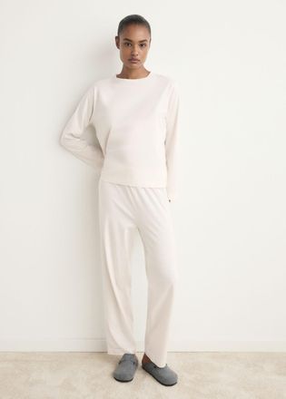 Mango Pyjama deux pièces coton uni vanille - Femme - XS - MANGO